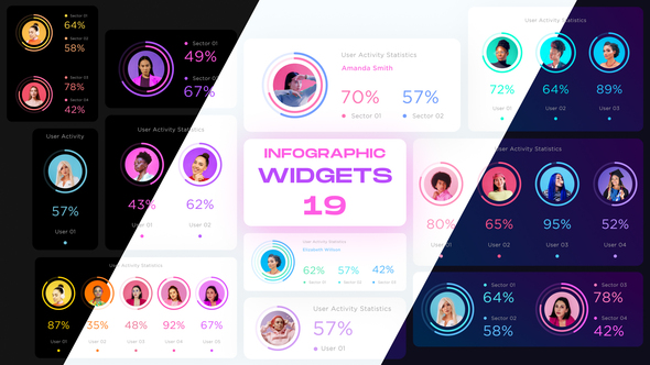 User Activity Infographic Widgets Pack, After Effects Project Files